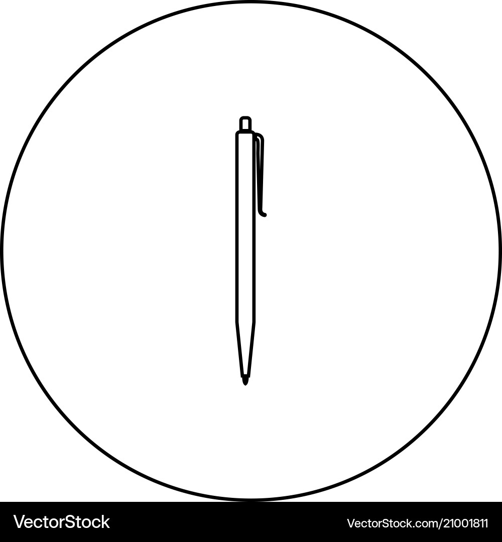 Pen black icon in circle outline Royalty Free Vector Image