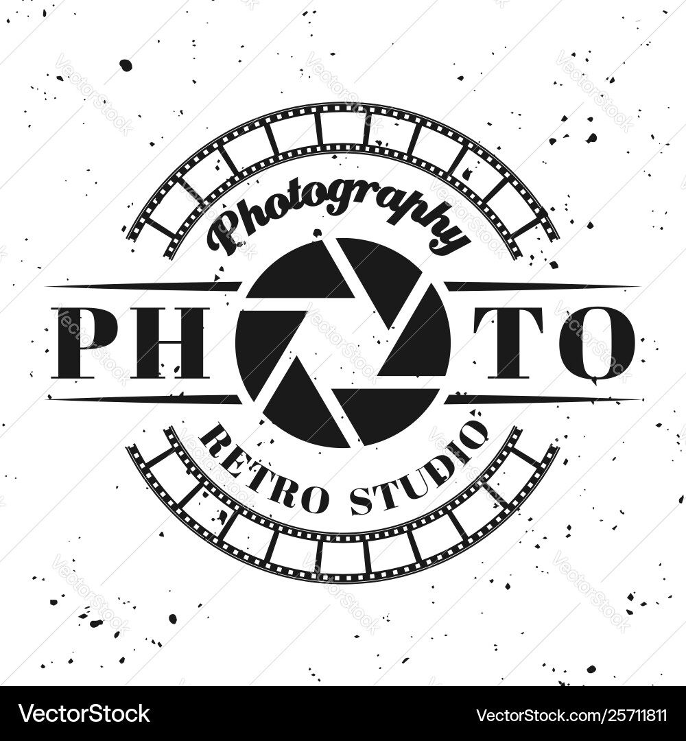 Photo studio emblem label badge or logo Royalty Free Vector