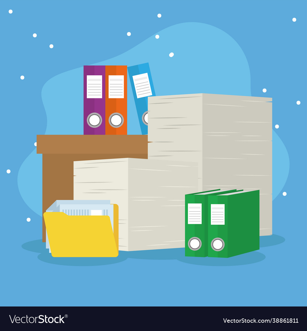 Pile documents and folder Royalty Free Vector Image