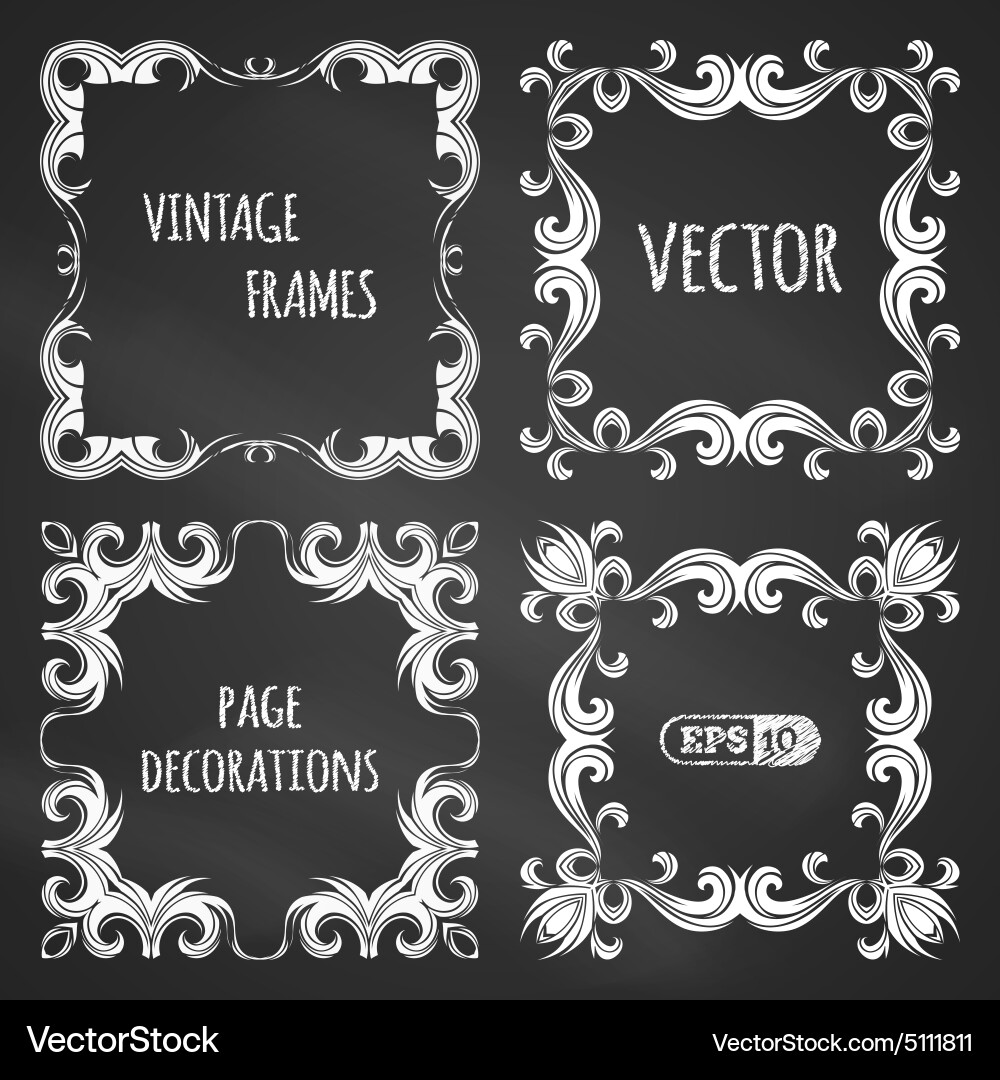 Set of chalk vintage frames Royalty Free Vector Image