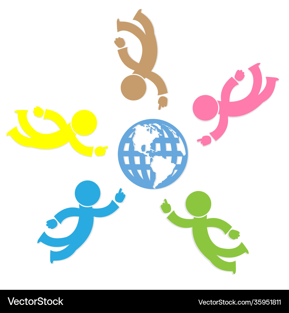 Symbolic people and earth globe Royalty Free Vector Image
