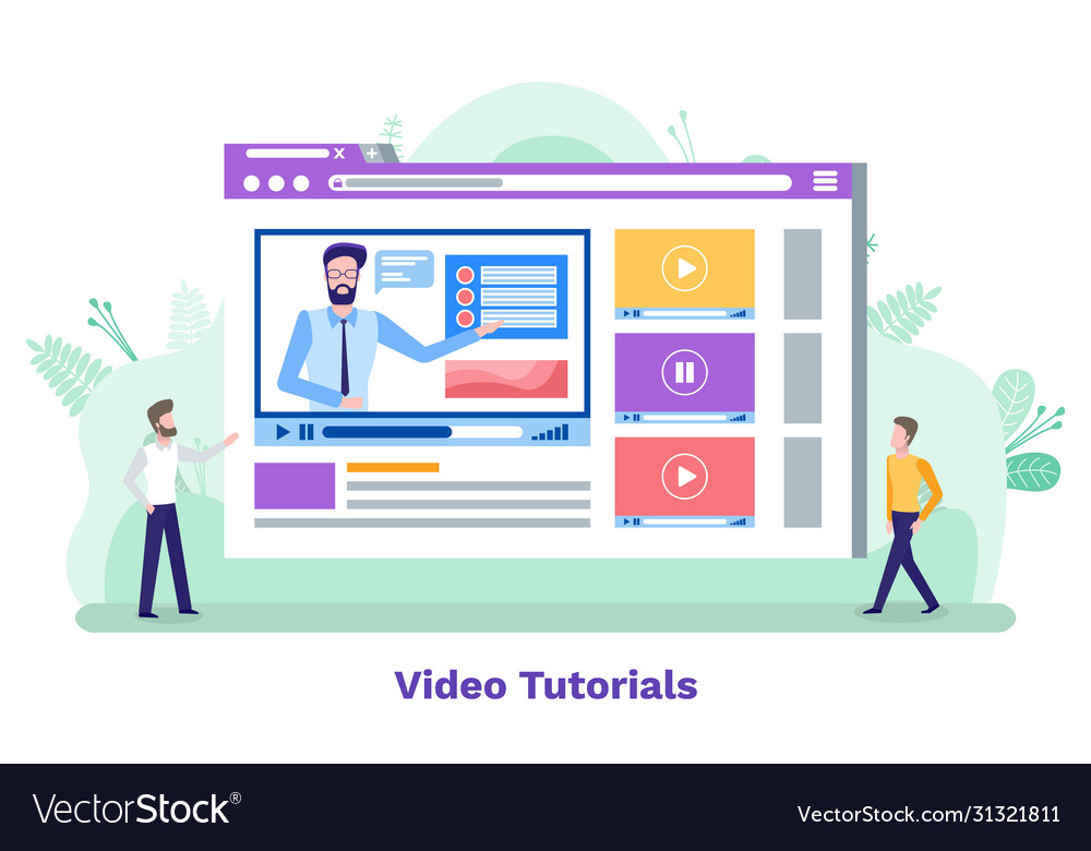 Video tutorial online courses with tutor students Vector Image