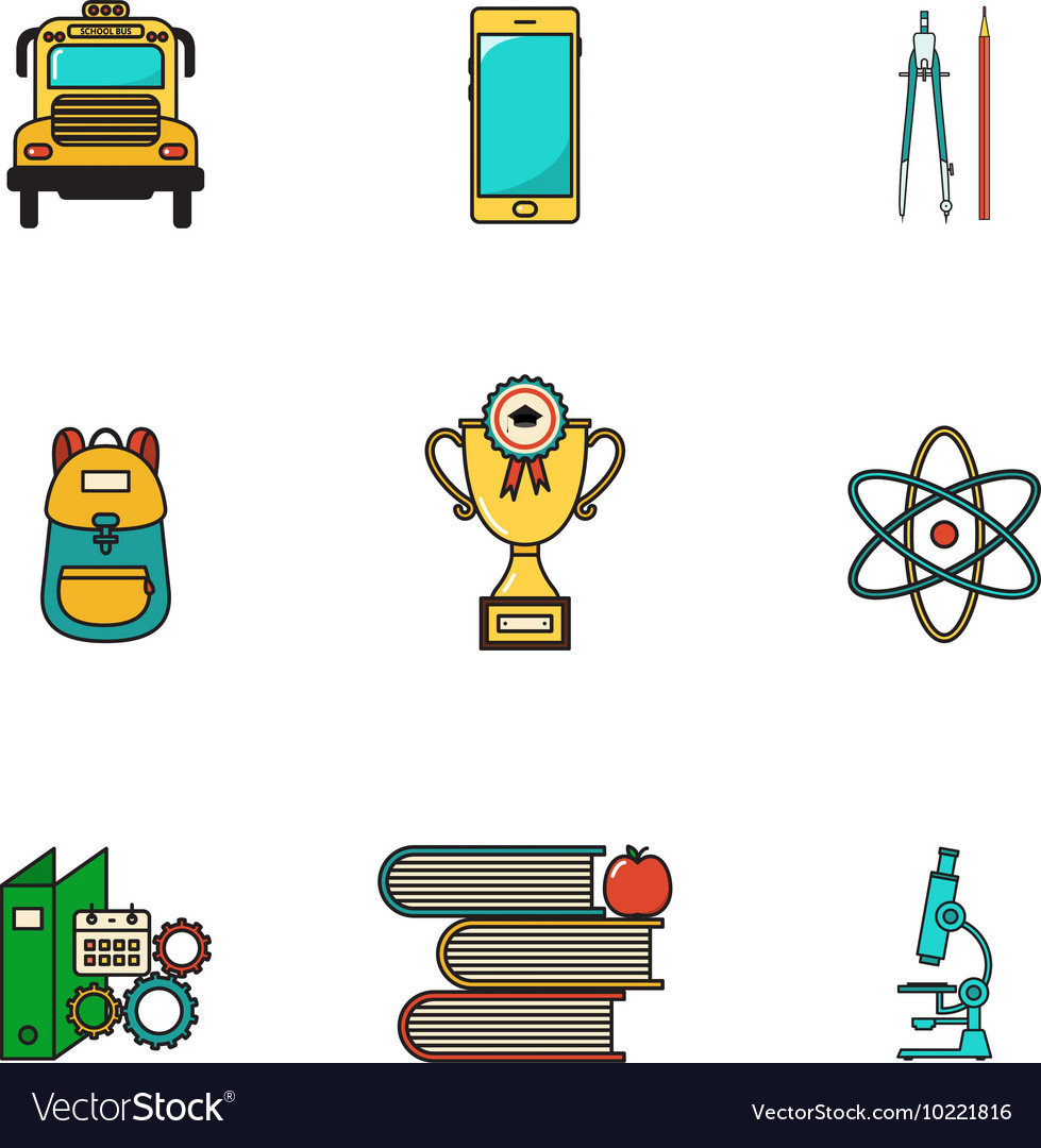 Back school set Royalty Free Vector Image - VectorStock