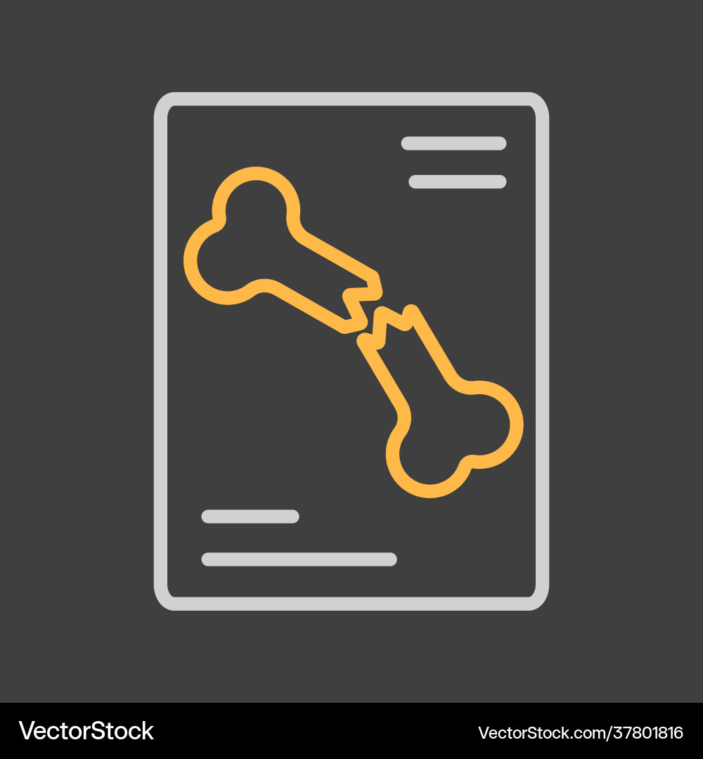 Bone fracture x-ray scan icon on dark background Vector Image