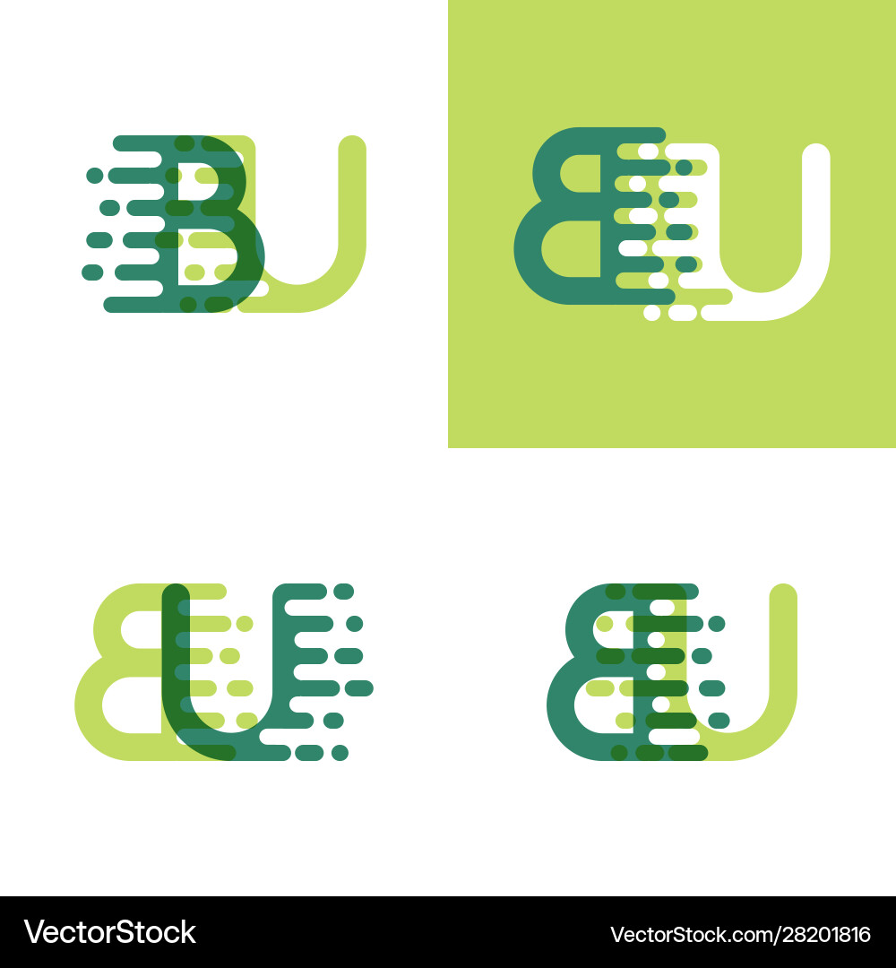 Bu letters logo with accent speed in light green Vector Image