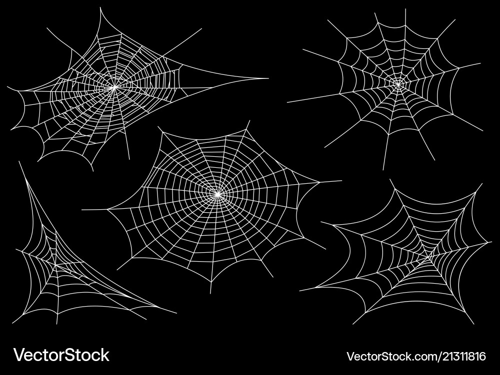 Collection of cobweb isolated on black Royalty Free Vector