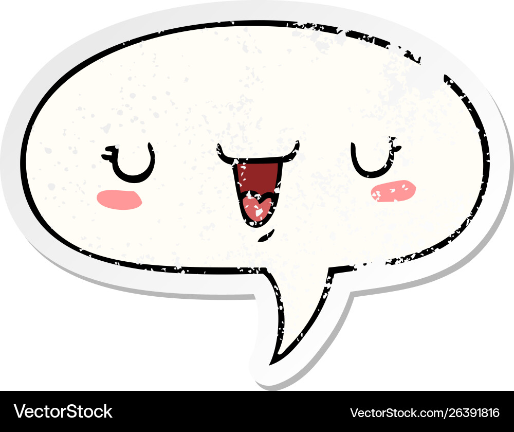 Cute happy face cartoon and speech bubble Vector Image