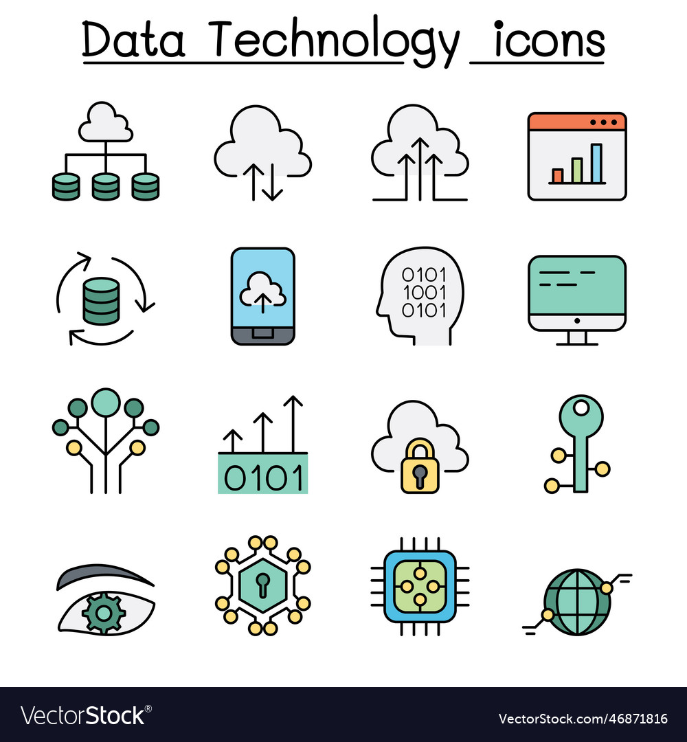 Data technology database cloud computing server Vector Image Data technology database cloud computing server Vector Image