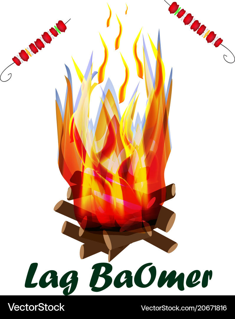 Holiday lag baomer big bonfire fire Royalty Free Vector