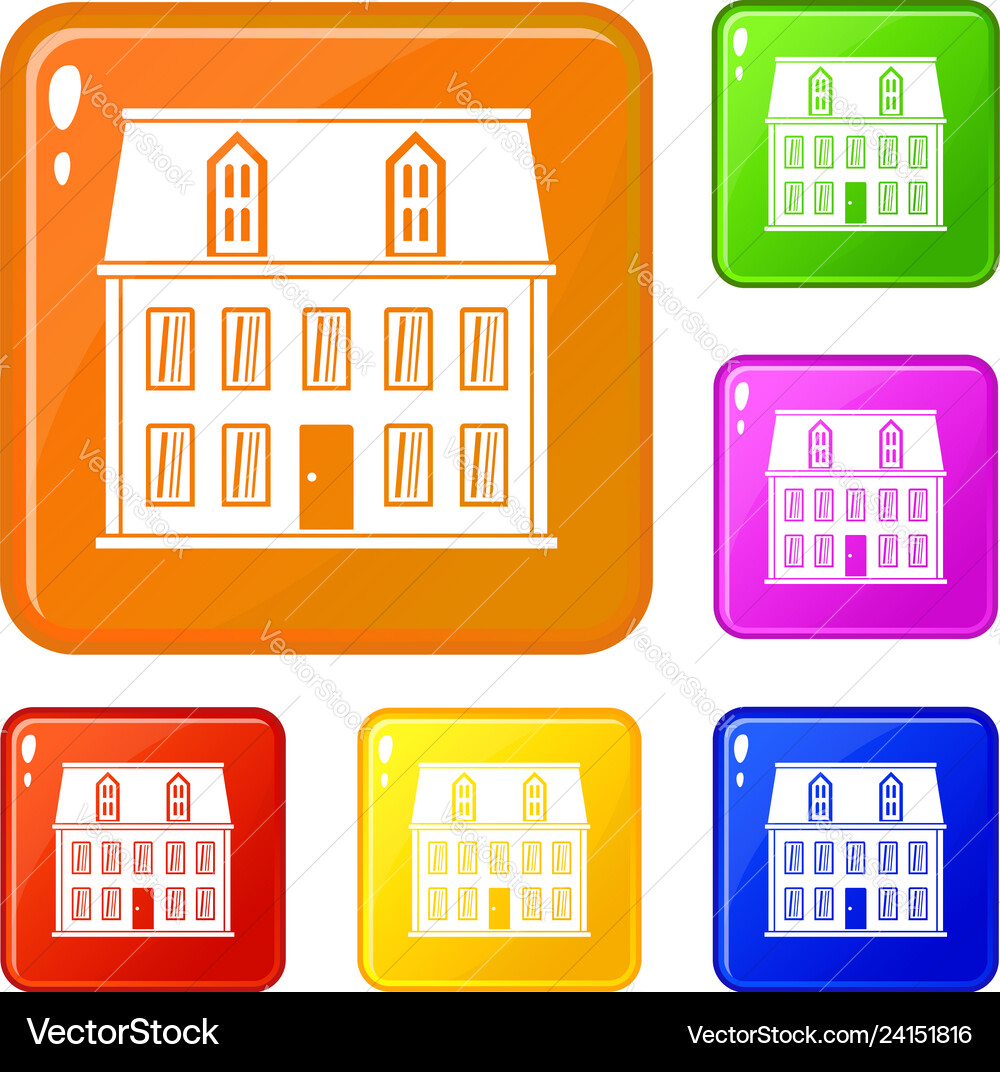 House icons set color Royalty Free Vector Image