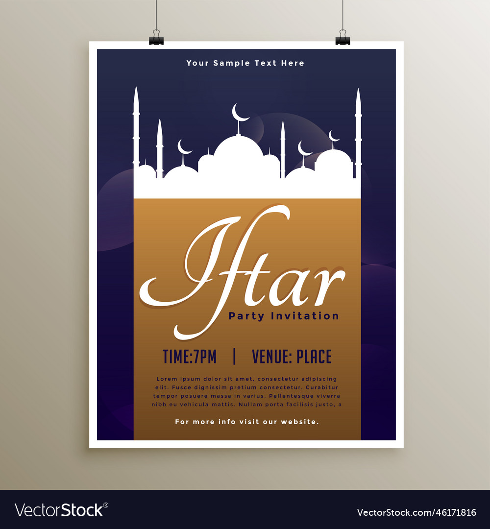 Iftar party celebration card for ramadan kareem Vector Image