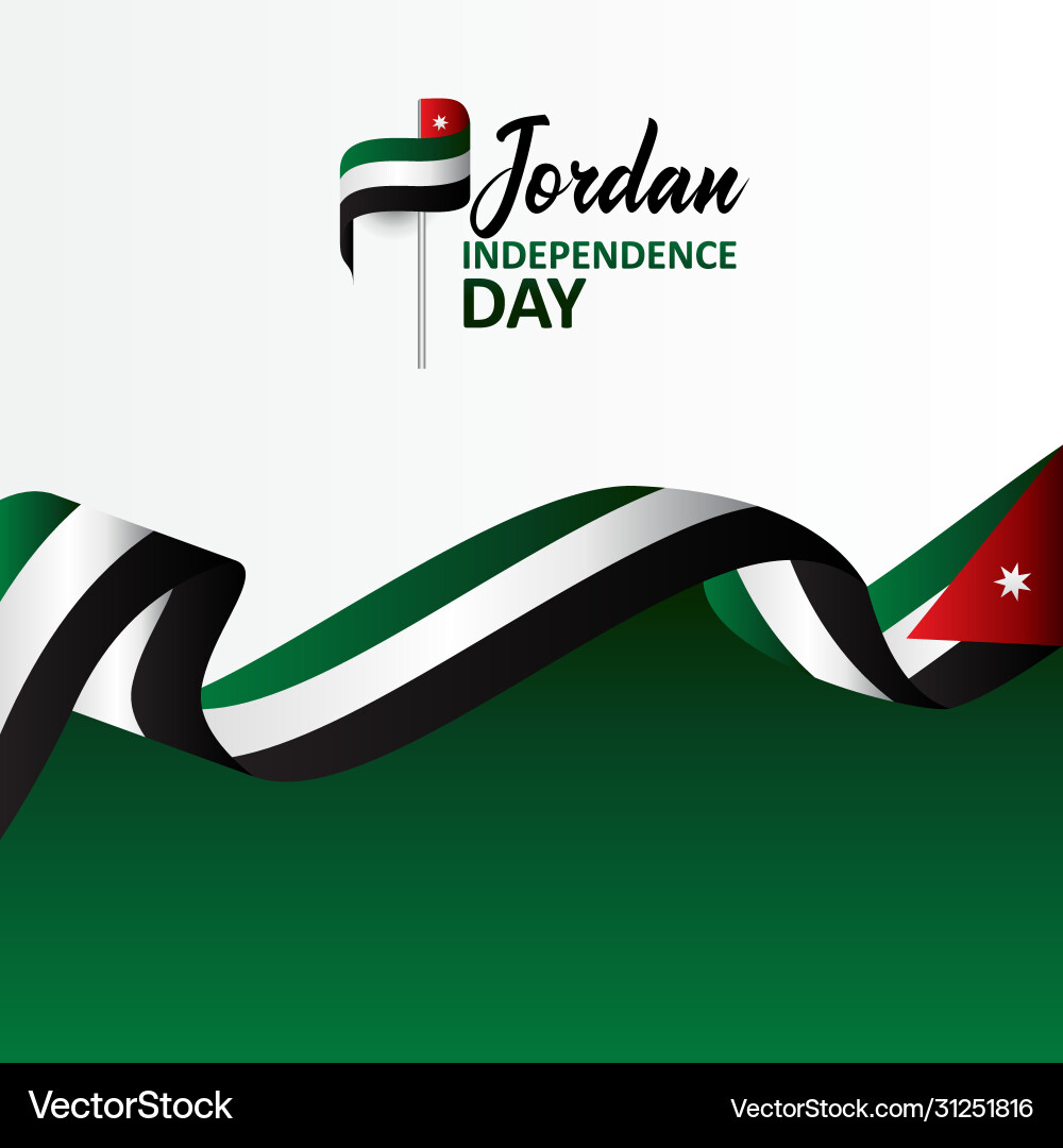 Jordan independence day banner with flag Vector Image