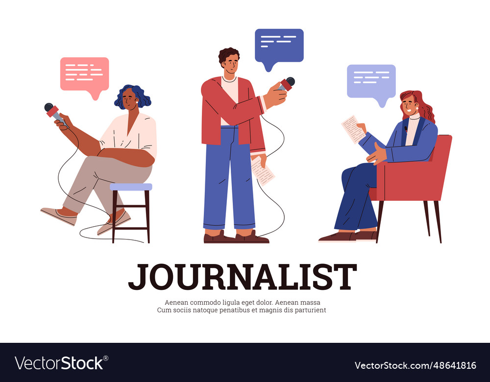 Journalist profession poster with text flat Vector Image