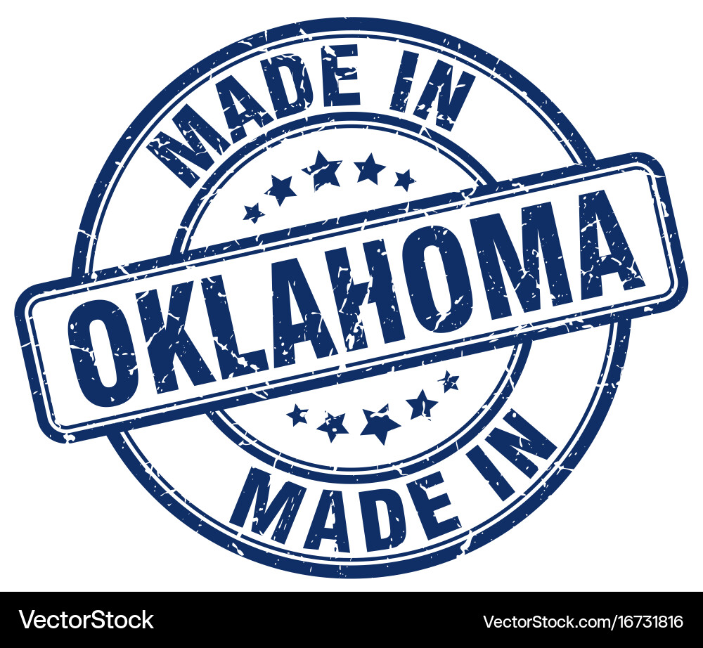 Made in oklahoma blue grunge round stamp Vector Image