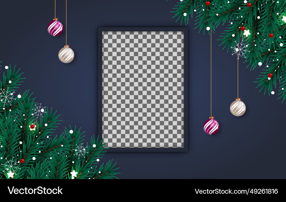 Merry christmas photo frame Royalty Free Vector Image
