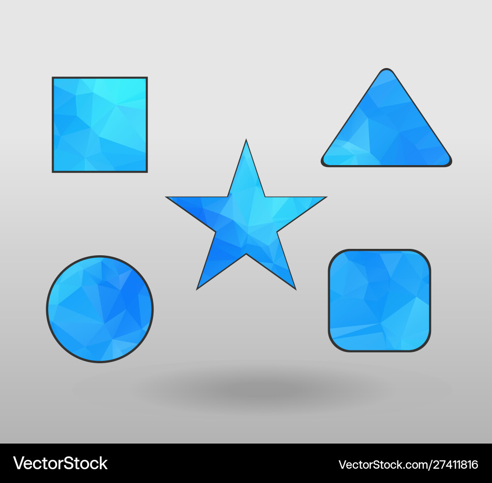 Polygonal geometric figures set design Royalty Free Vector