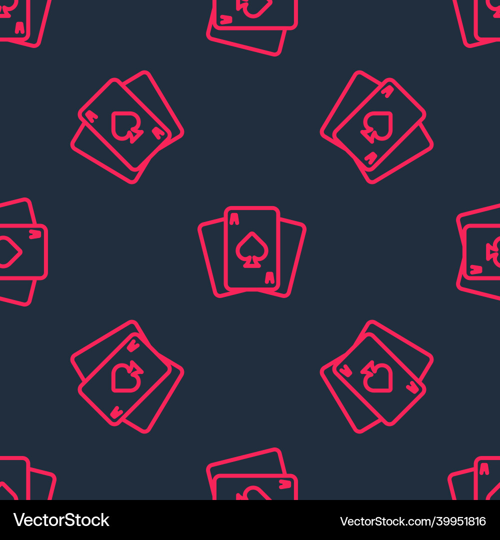 Red line playing cards icon isolated seamless Vector Image