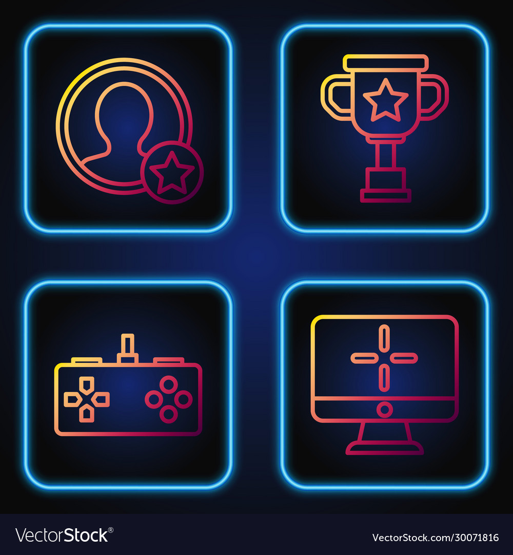 Set Line Computer Monitor Gamepad Premium Create Vector Image