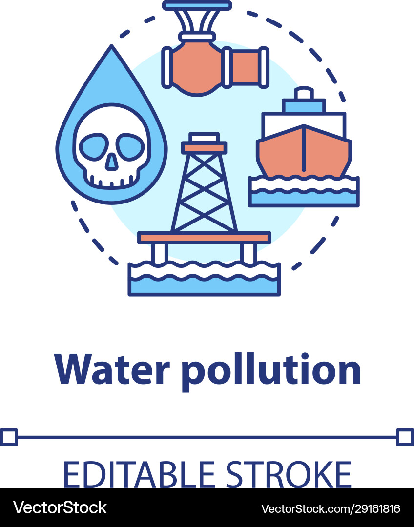 Water pollution concept icon high seas waste Vector Image