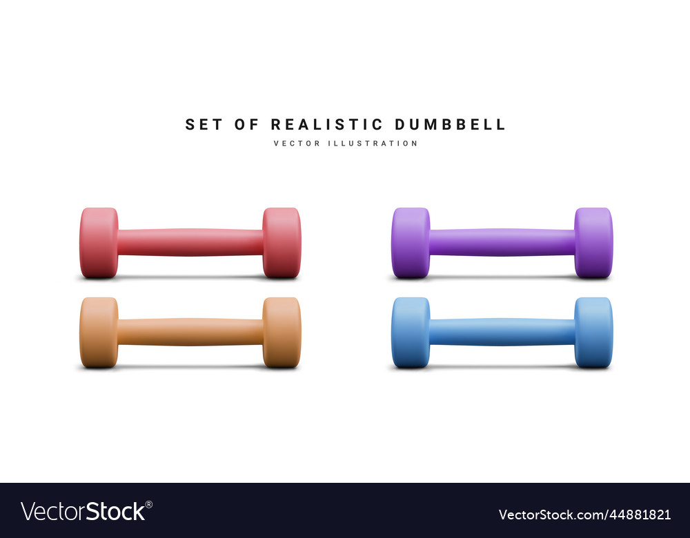 3d realistic set of dumbbells isolated on white Vector Image