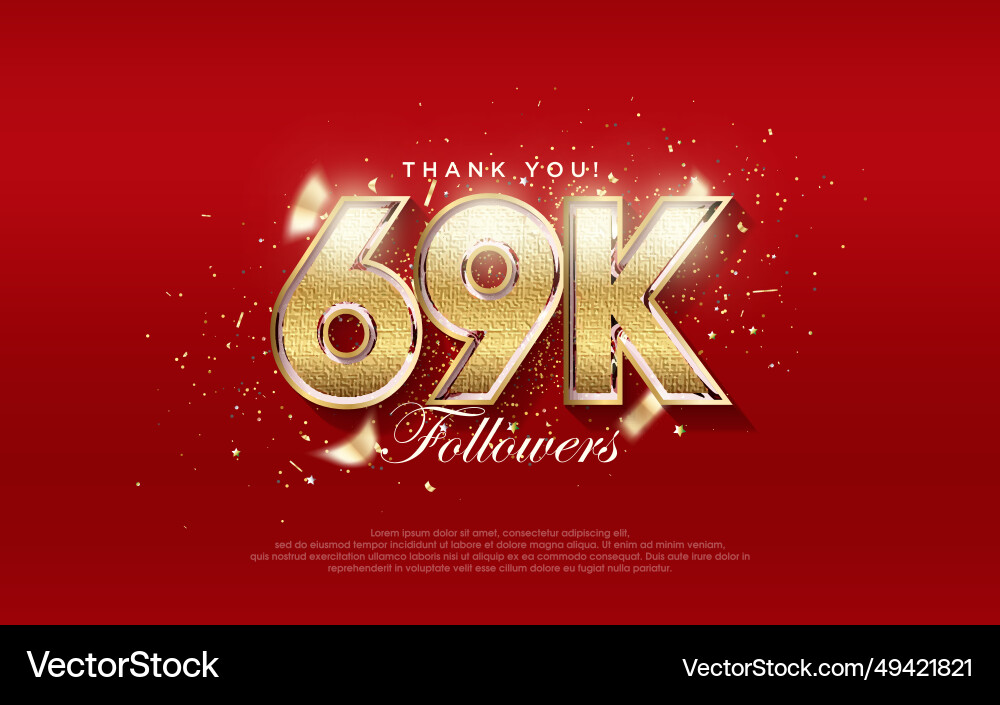 69k followers celebration number with shiny Vector Image
