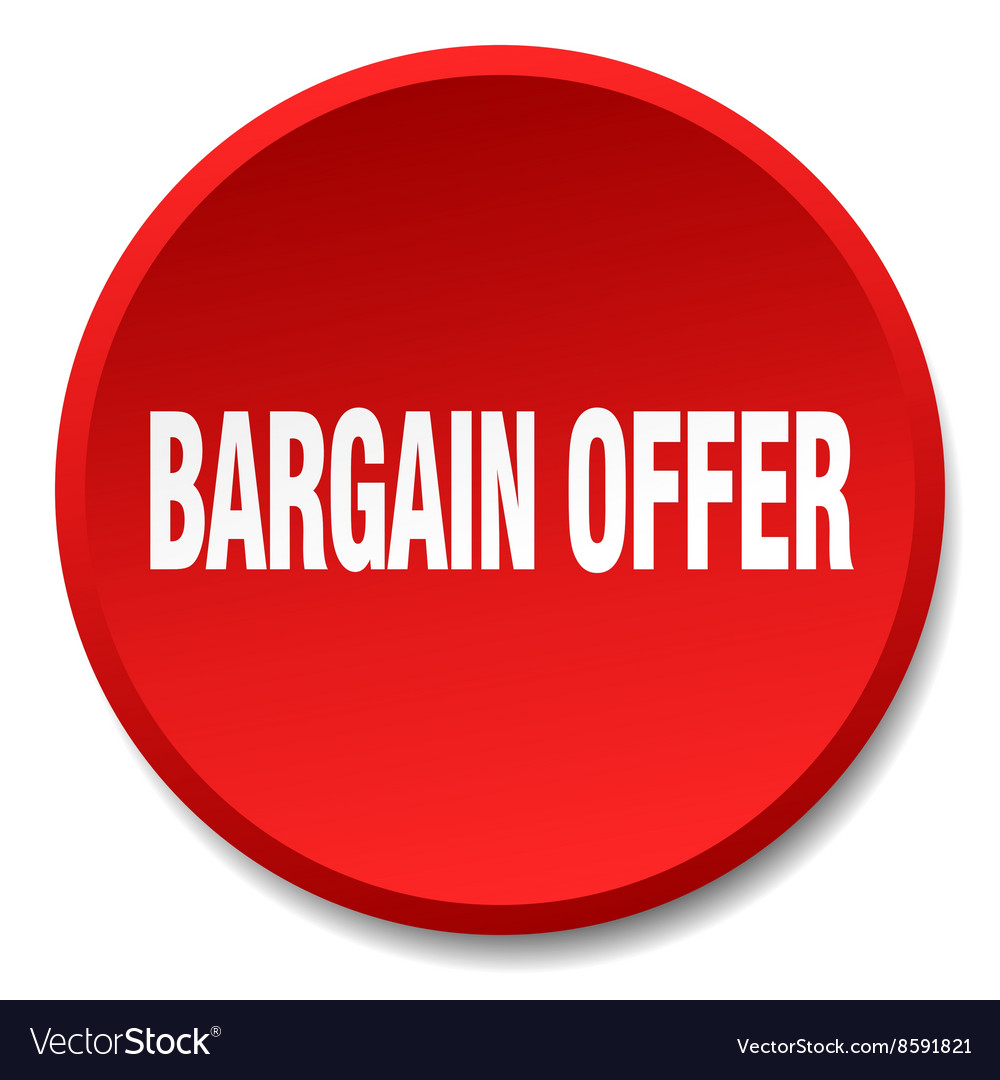 Bargain offer red round flat isolated push button Vector Image