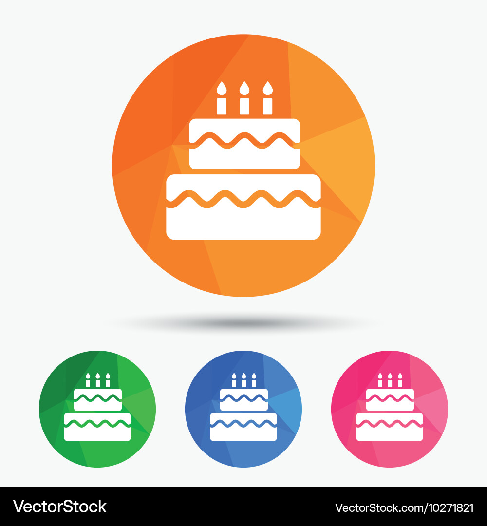 Birthday cake sign icon burning candles symbol Vector Image