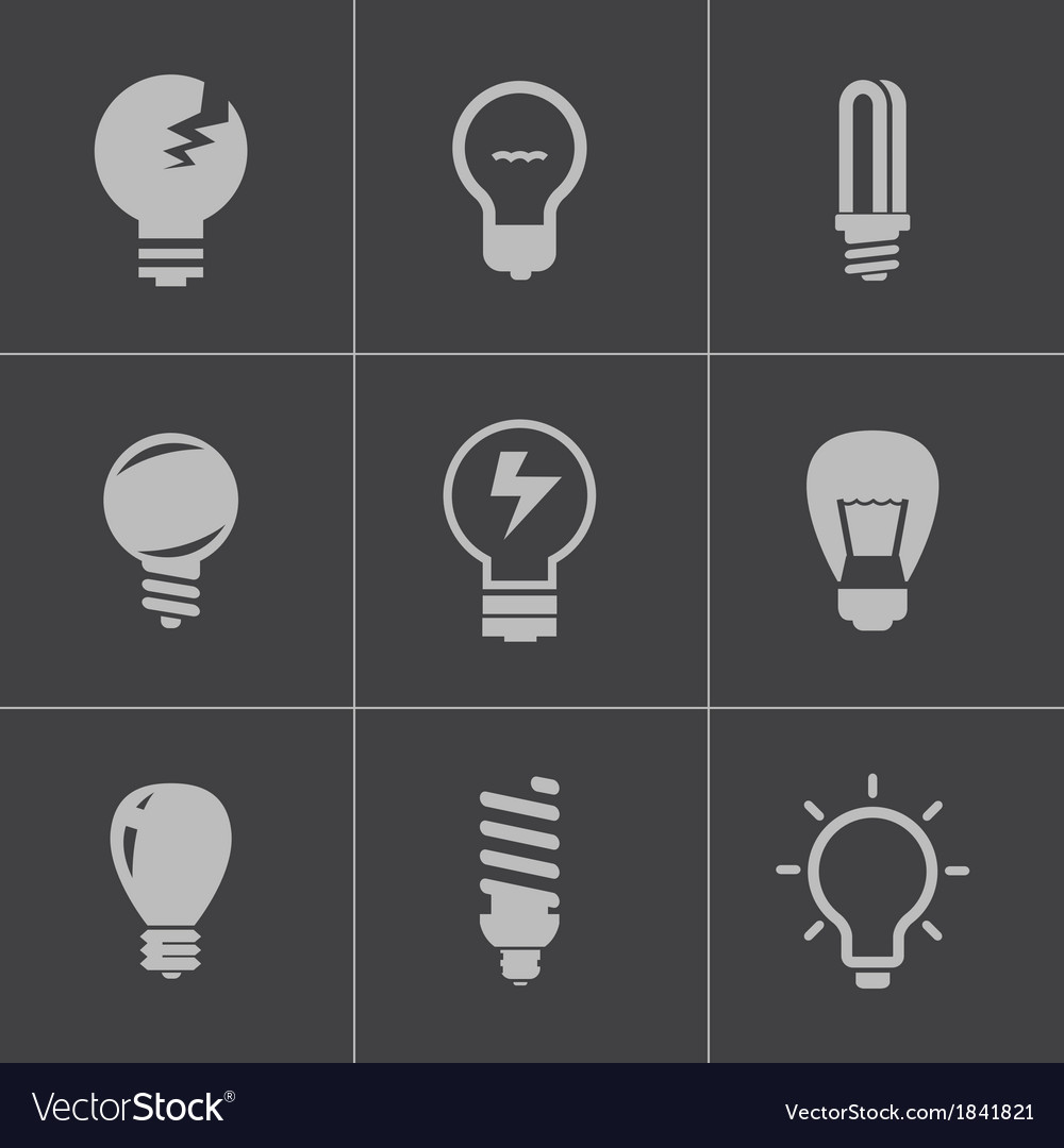 Black bulbs icons set Royalty Free Vector Image