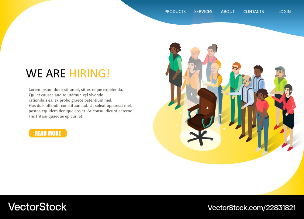Business hiring landing page website Royalty Free Vector