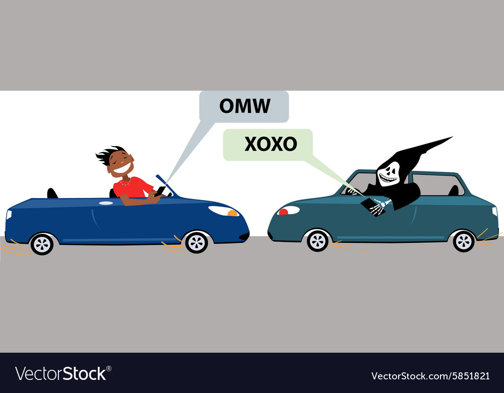 Danger of texting and driving Royalty Free Vector Image