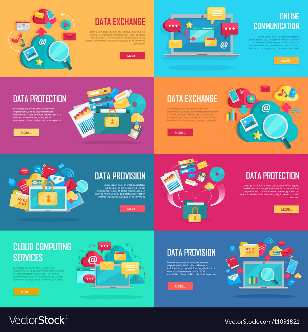 Data services banners set Royalty Free Vector Image