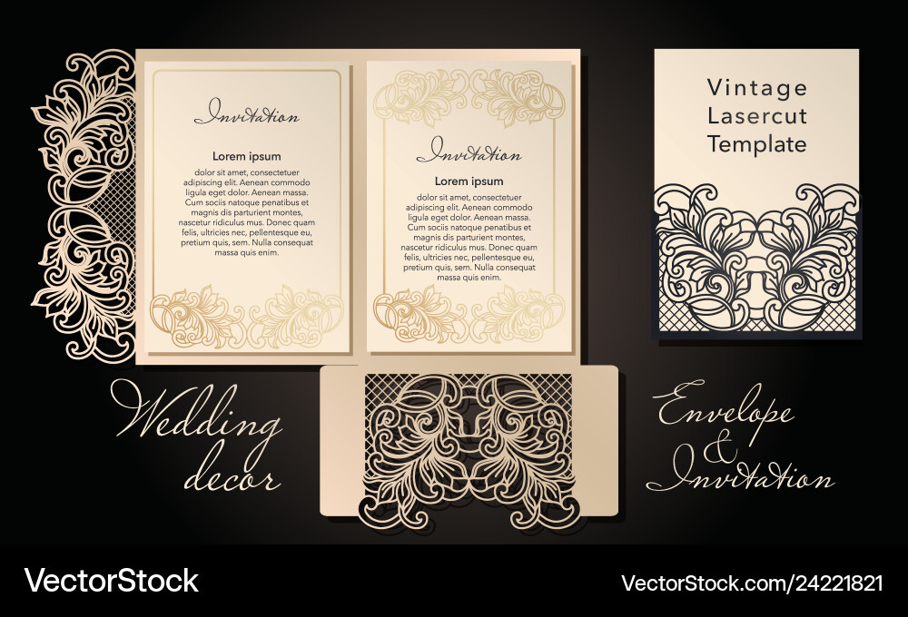 Decorative envelope and greeting card template for