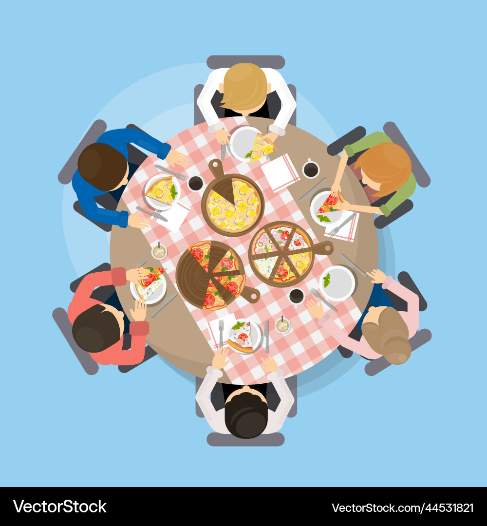 Dinner with pizza Royalty Free Vector Image - VectorStock