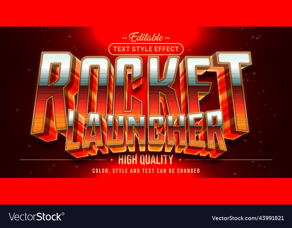 Editable text style effect - rocket launcher Vector Image