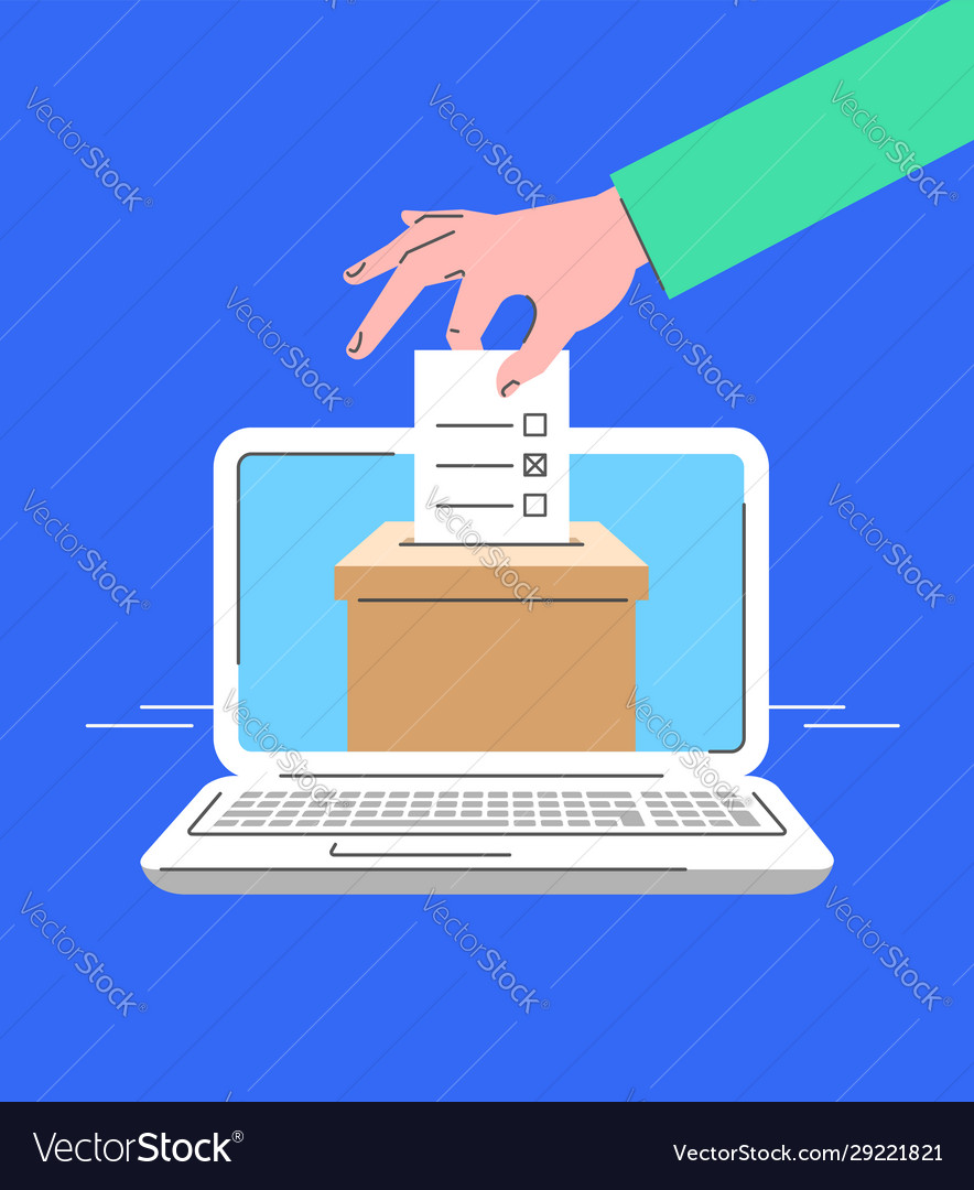 Electronic voting computer online flat concept Vector Image