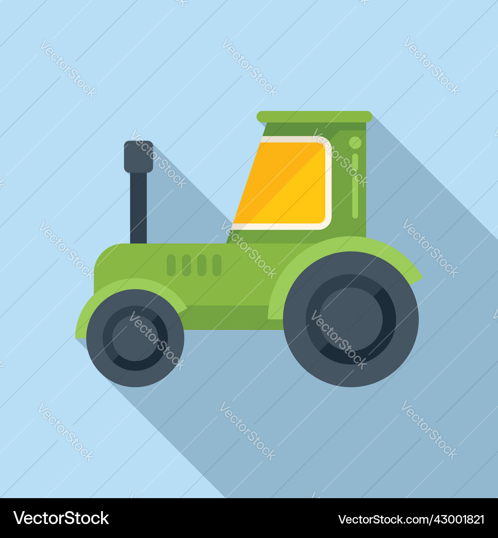 Farm tractor icon flat village farming Royalty Free Vector