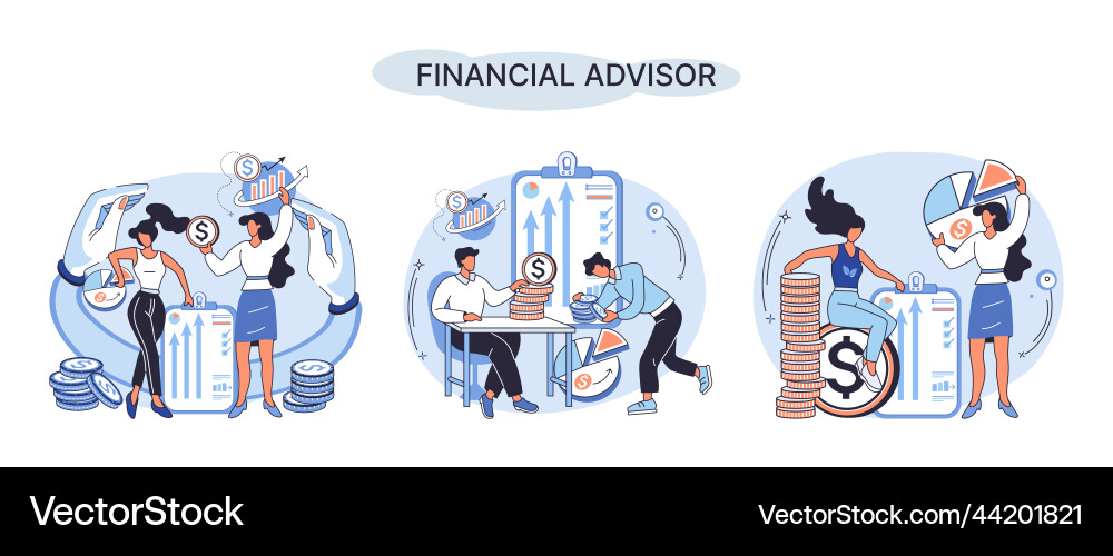 Financial advisor giving advice on investment Vector Image