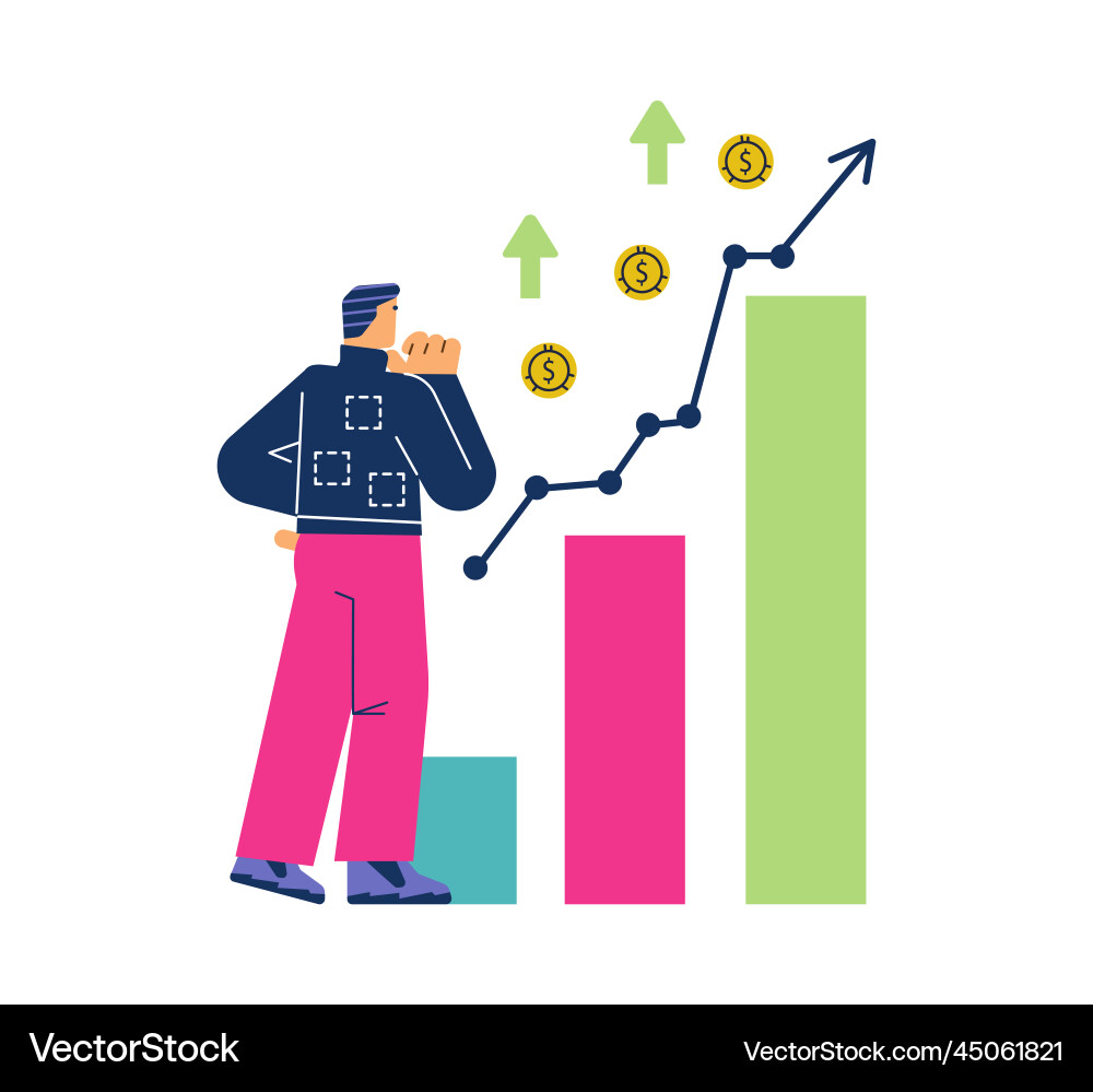 Financial investment and income increase flat Vector Image