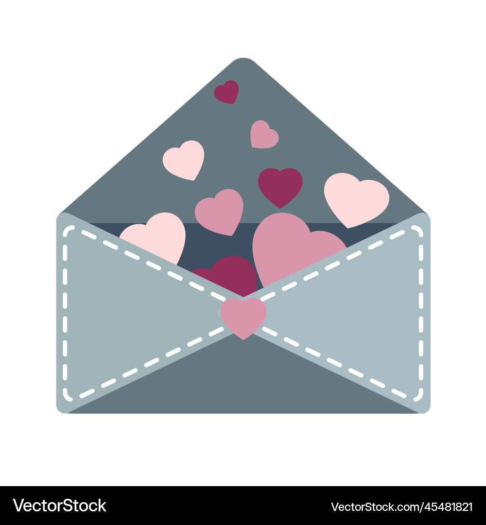 Flat with opened envelope hearts Royalty Free Vector Image