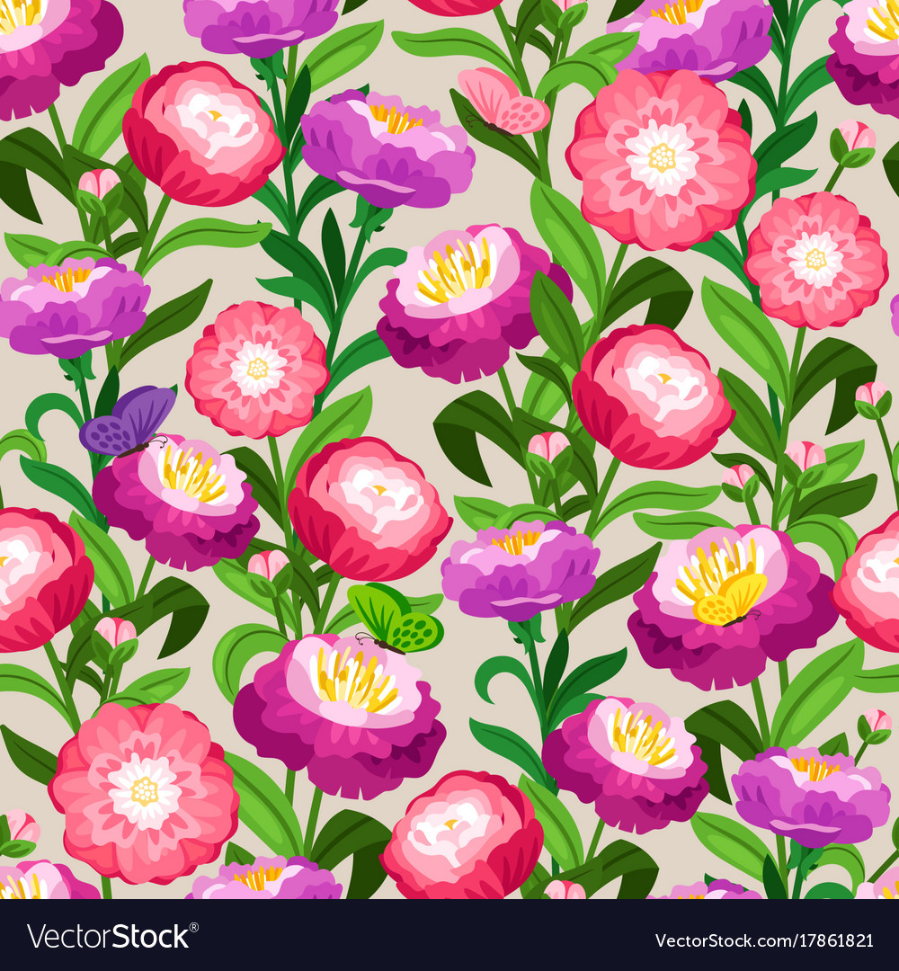 Flowers seamless pattern spring floral Royalty Free Vector