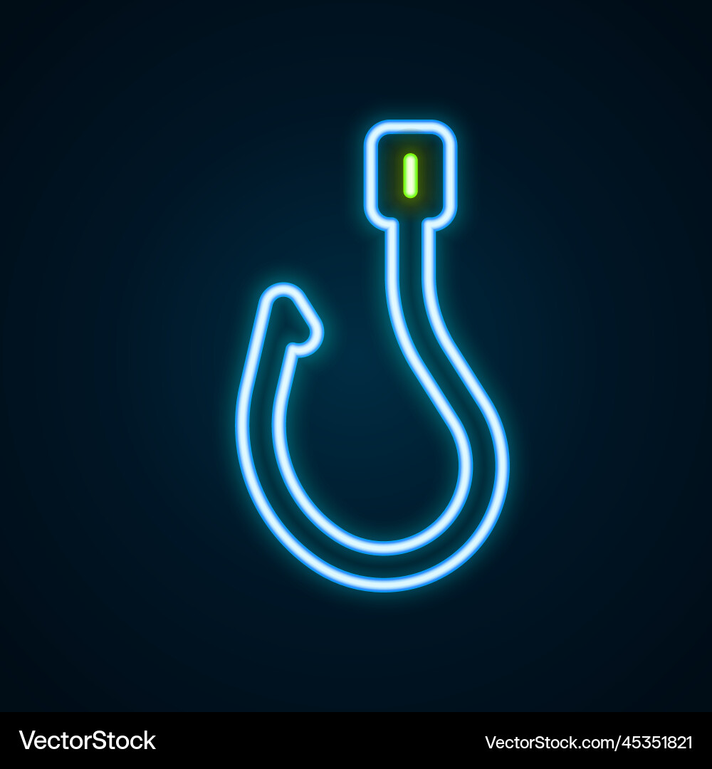 Glowing neon line fishing hook icon isolated Vector Image