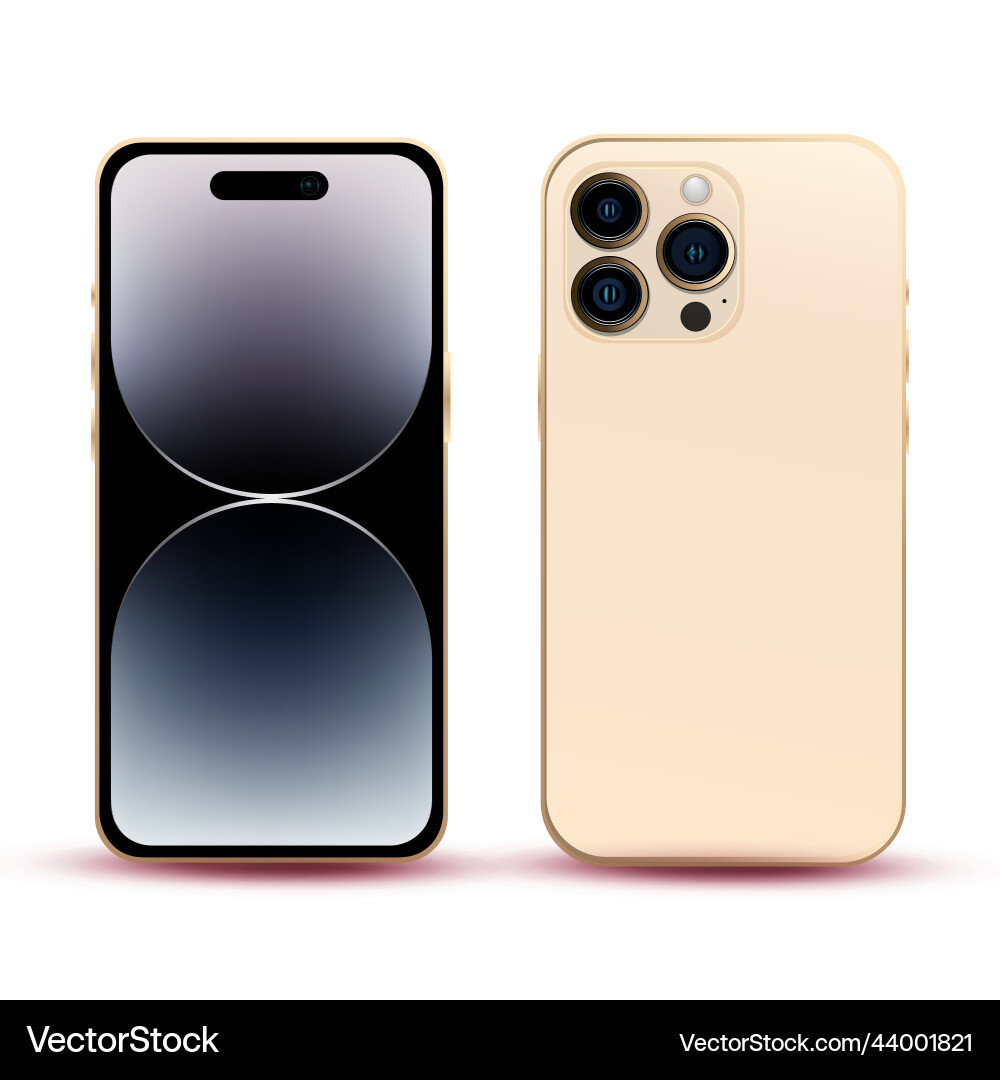 Golden smartphone model phone 14 pro it industry Vector Image