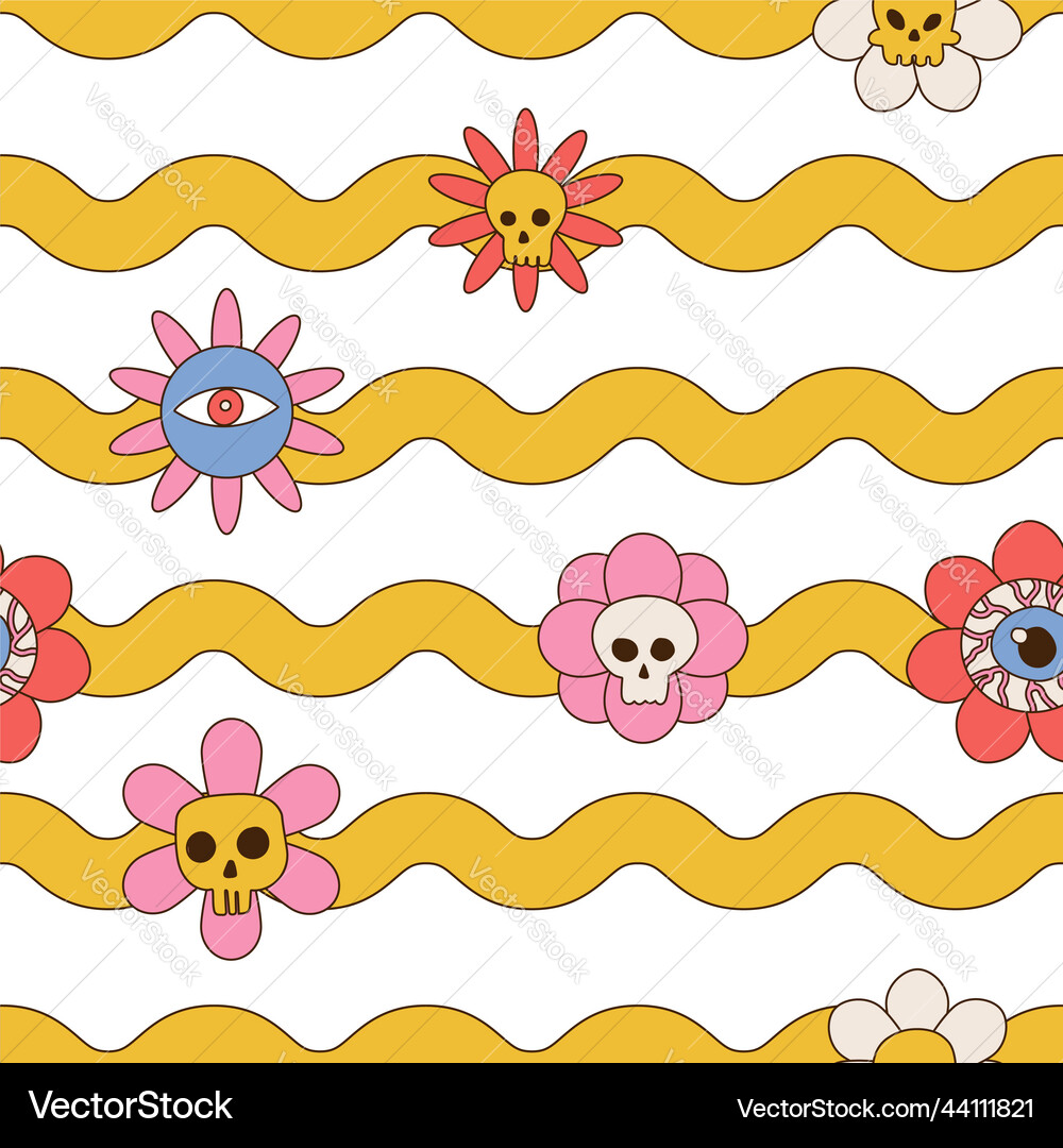 Groovy halloween seamless pattern in retro 70s Vector Image