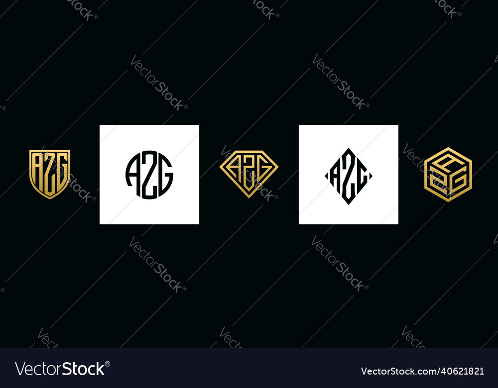 Initial letters azg logo designs bundle Royalty Free Vector