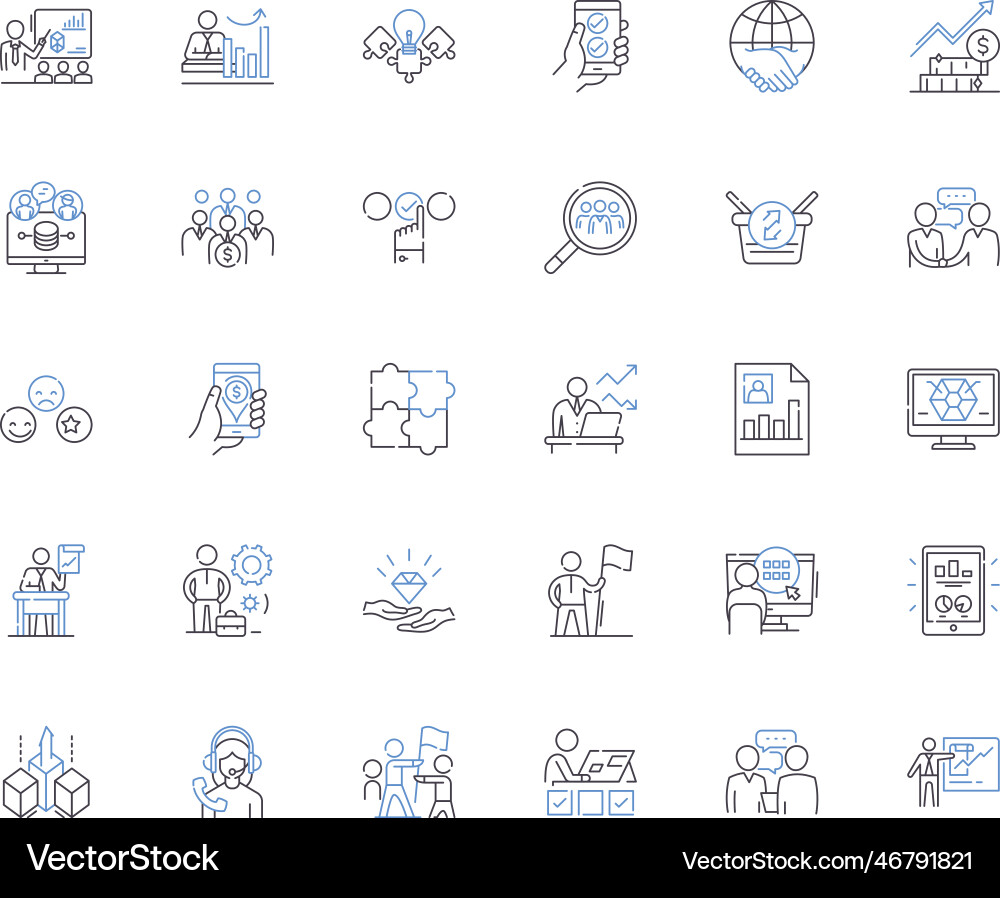 Initiative line icons collection drive Royalty Free Vector