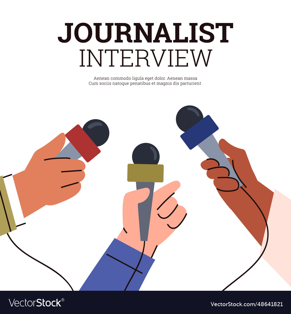 Journalist interview poster with text flat Vector Image