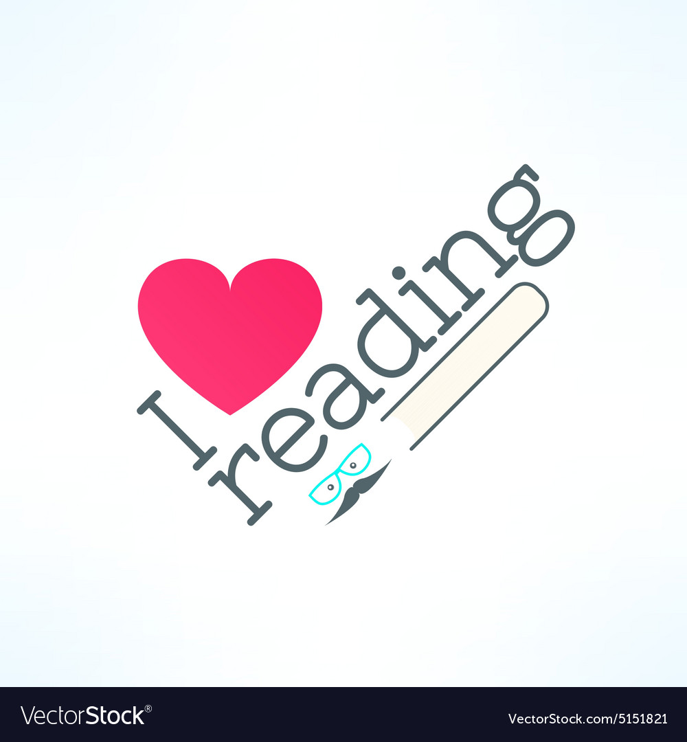 Love reading banner with heart and book Royalty Free Vector