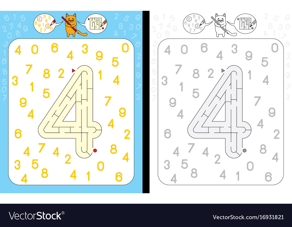Maze number 4 Royalty Free Vector Image - VectorStock