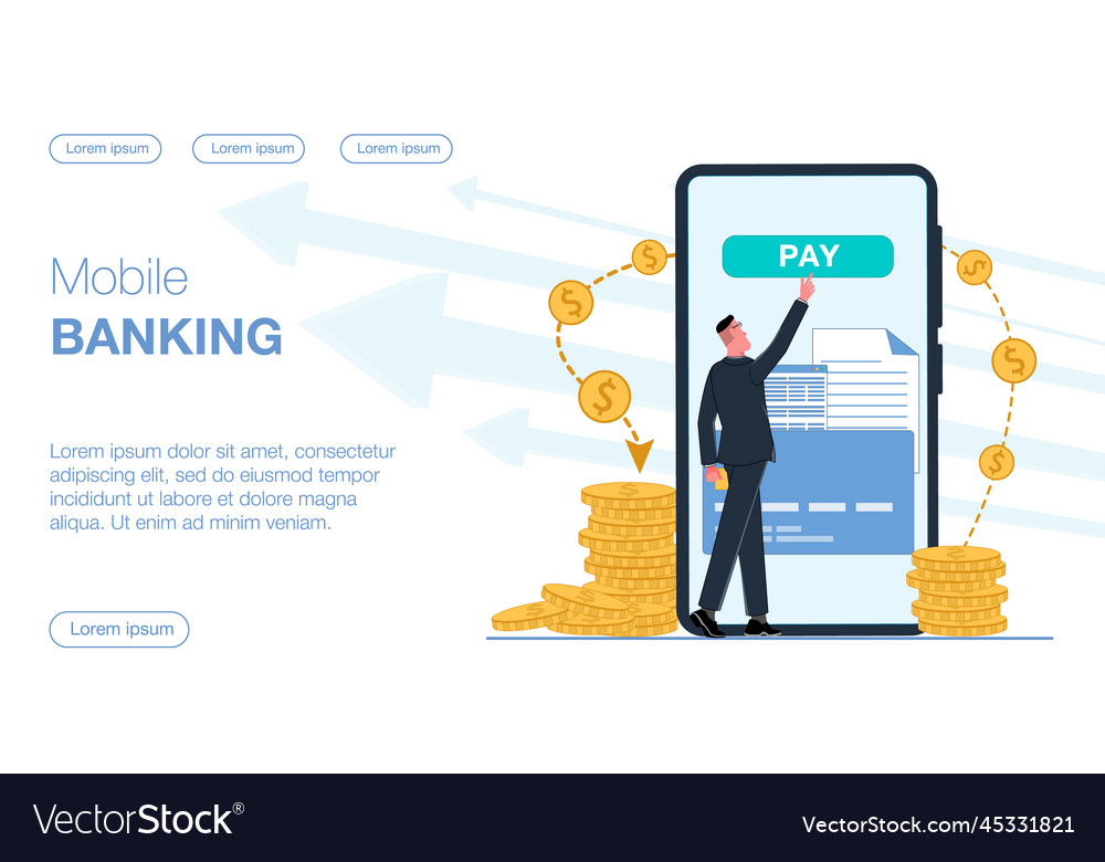 Mobile banking 2 Royalty Free Vector Image - VectorStock
