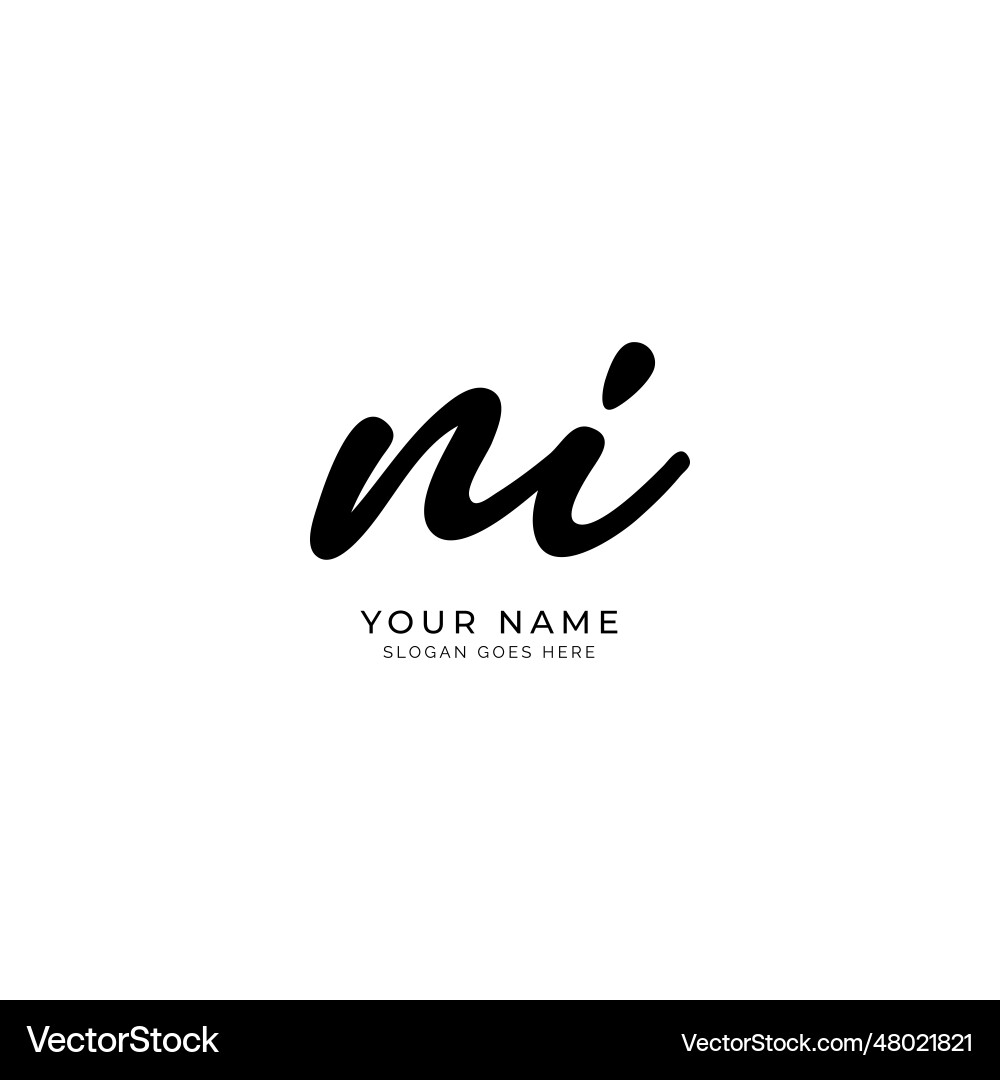 N i ni initial letter handwritten signature logo Vector Image